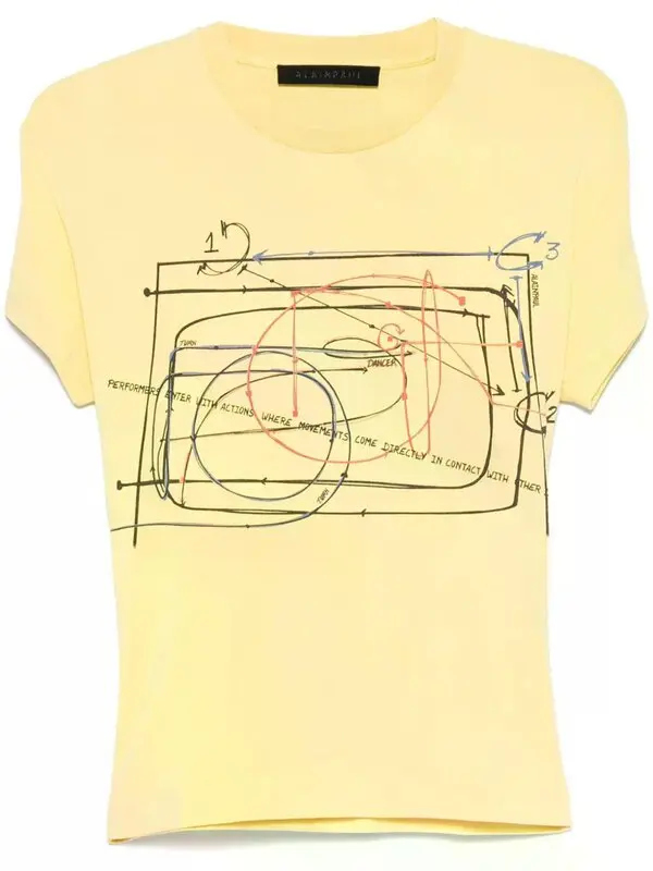 ALAINPAUL Printed Elasticated-straps T-shirt - Yellow