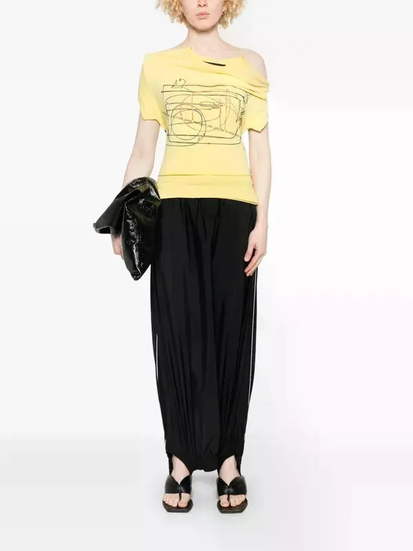 ALAINPAUL Printed Elasticated-straps T-shirt