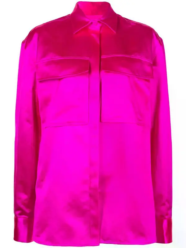 Alex Perry Duchesse Satin Boxy Shirt - Pink