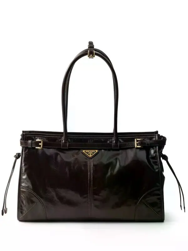 Prada Bonnie Large Leather Handbag - Brown