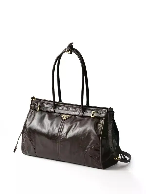 Prada Bonnie Large Leather Handbag - Brown