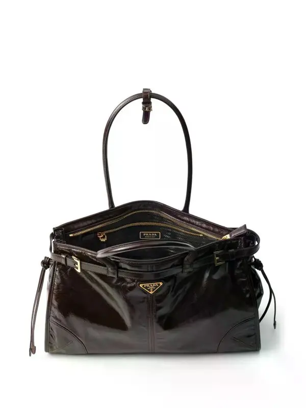 Prada Bonnie Large Leather Handbag - Brown