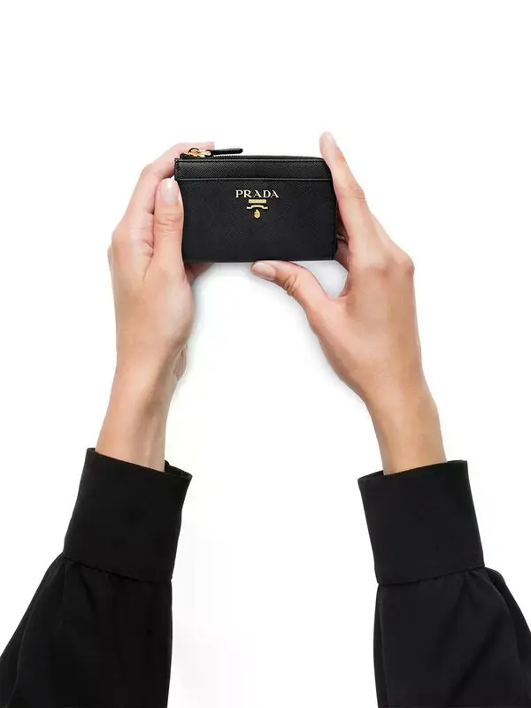 Prada Saffiano Leather Keychain Wallet - Black