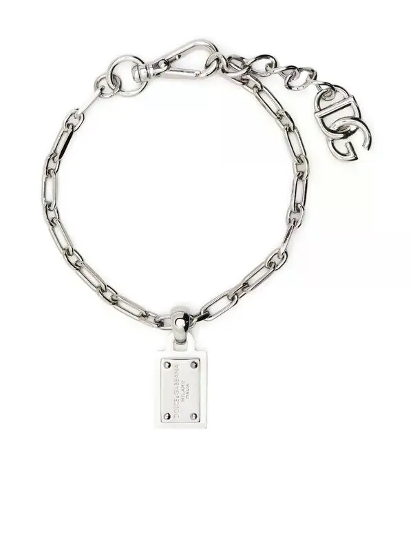 Dolce & Gabbana Logo-tag Chain-link Bracelet - Silver