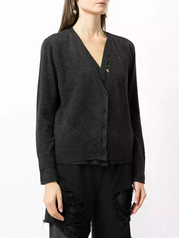 Goen.j Lace Panel Layered Cardigan