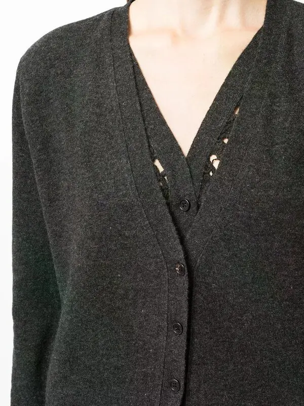 Goen.j Lace Panel Layered Cardigan