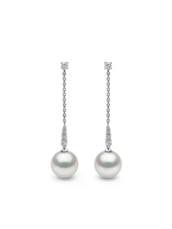 Yoko London 18kt White Gold Freshwater Pearl And Diamond Drop Earrings - Silver