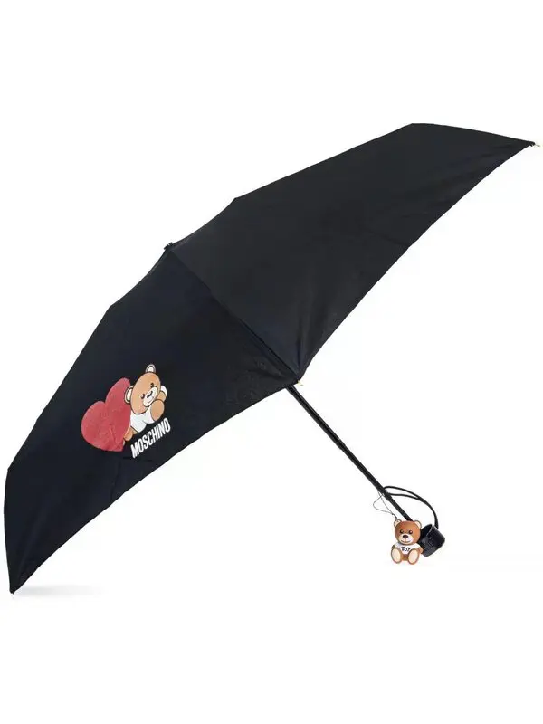 Moschino Teddy Bear-print Compact Umbrella - Black
