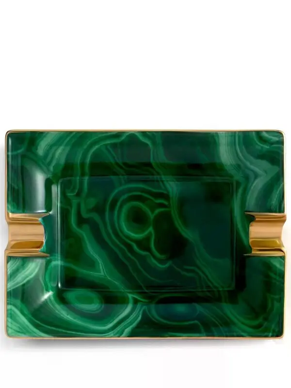 L'Objet Malachite Porcelain Ashtray - Green