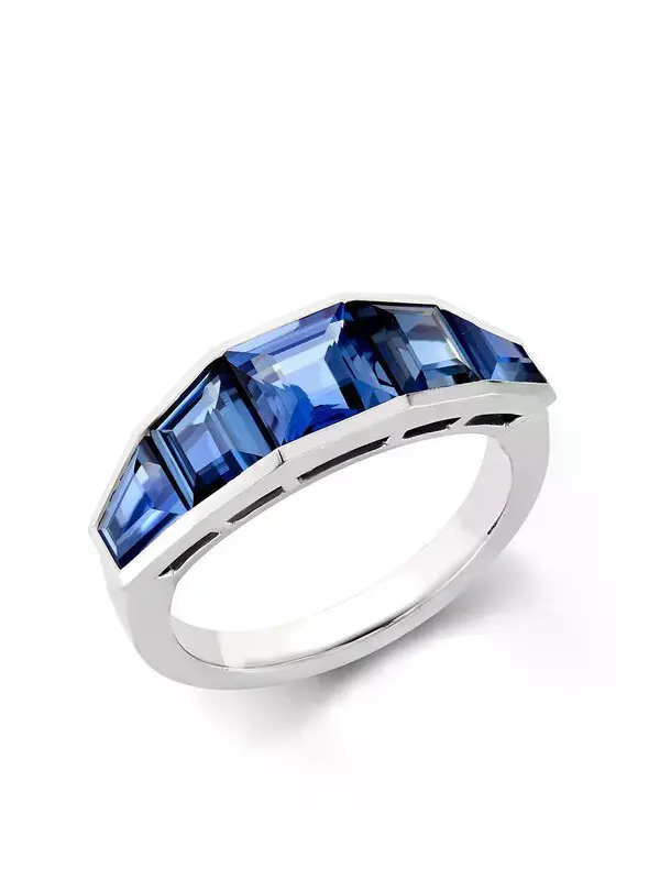 PRAGNELL 18kt White Gold Carre Cut Sapphire Ring - Silver