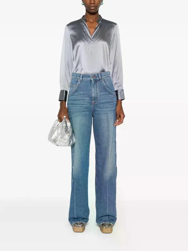 Peserico Bead-embellished Silk Blend Blouse
