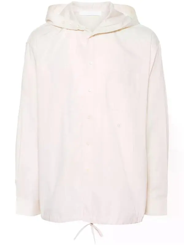 Helmut Lang Hooded Poplin Shirt - Neutrals