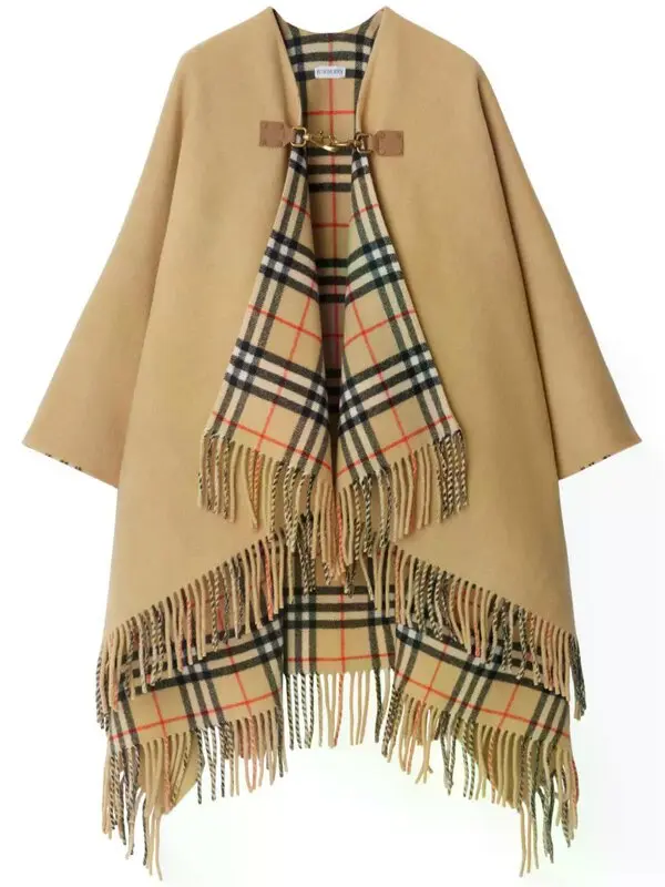 Burberry Check-pattern Wool Cape - Neutrals