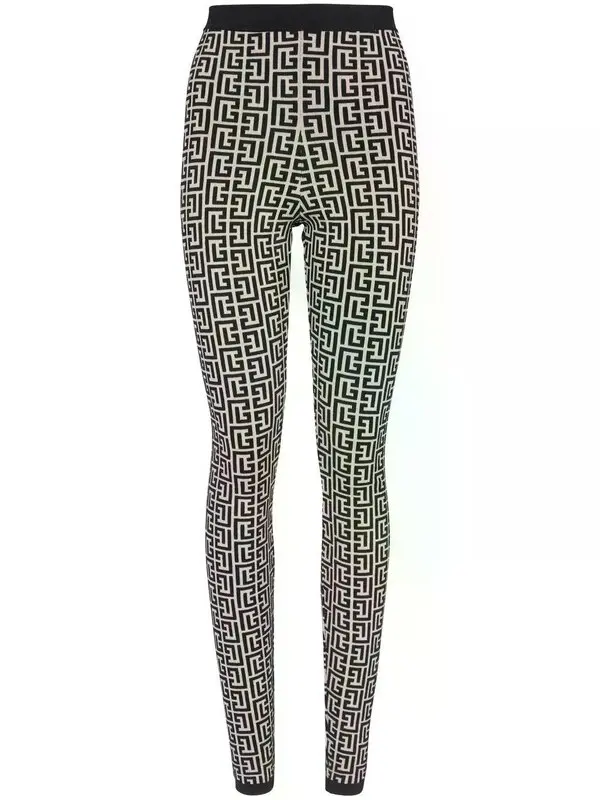 Balmain Monogram-print High-waisted Leggings