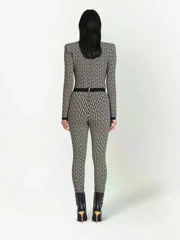 Balmain Monogram-print High-waisted Leggings