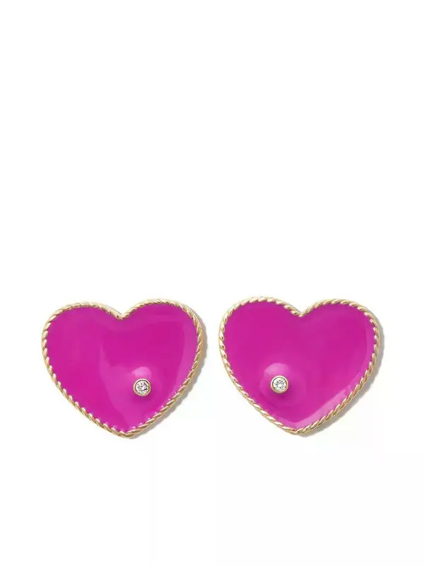 Yvonne Léon 9kt Yellow And Enamel Stud Earrings - Gold
