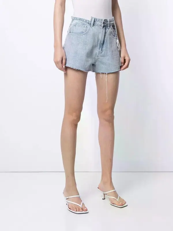GROUND ZERO High-rise Distressed Denim Shorts