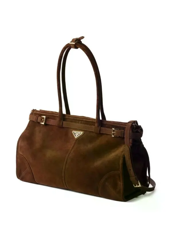 Prada Suede Bonnie Tote Bag - Brown