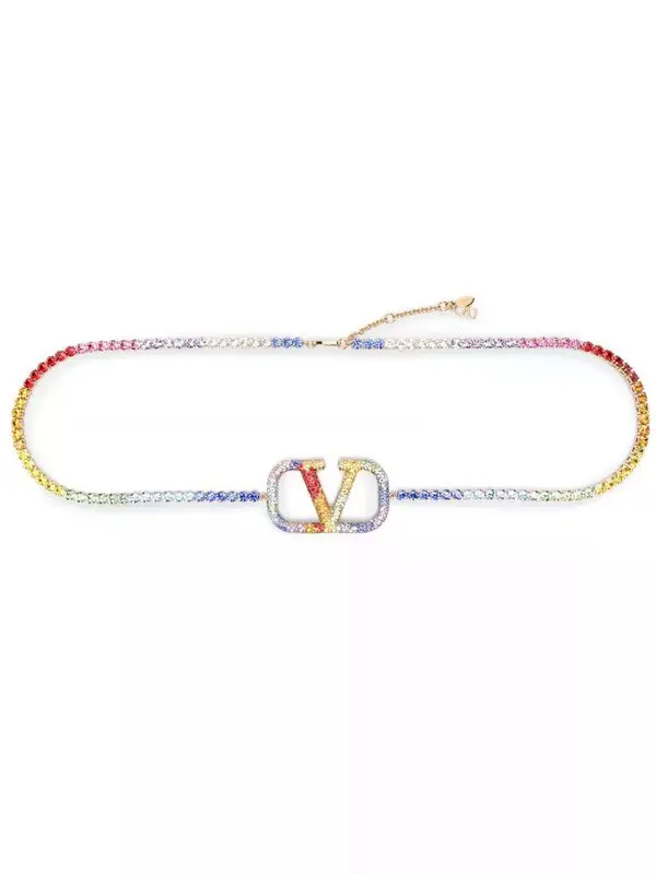 Valentino Garavani Vlogo Signature Crystal-embellished Belt - Blue
