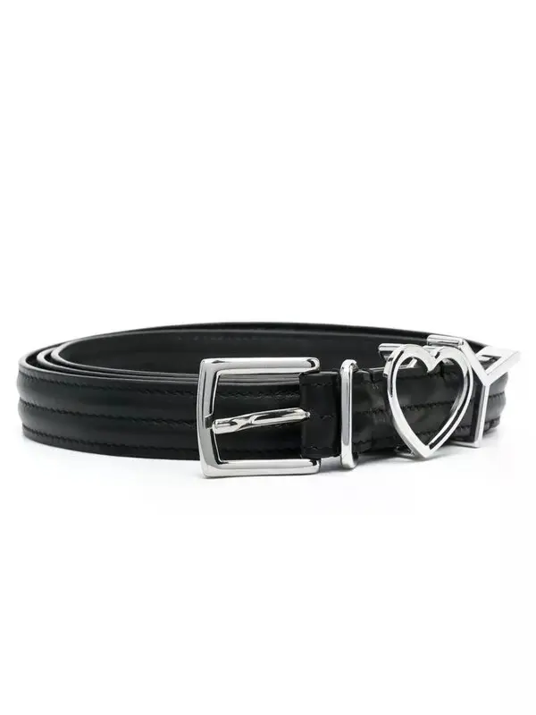 Y/project Heart Logo-plaque Leather Belt - Black
