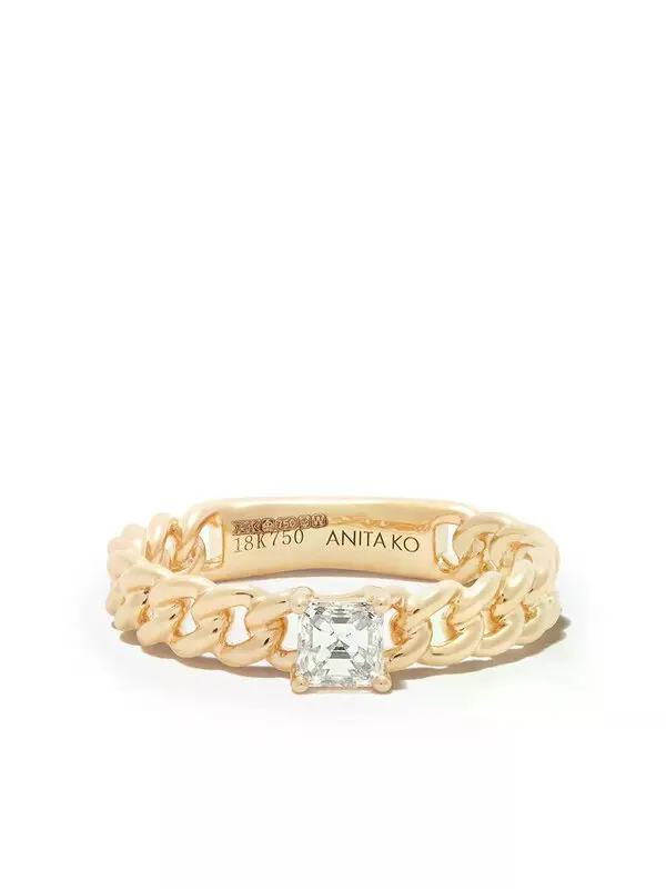 ANITA KO 18kt Yellow Diamond Chain-link Ring