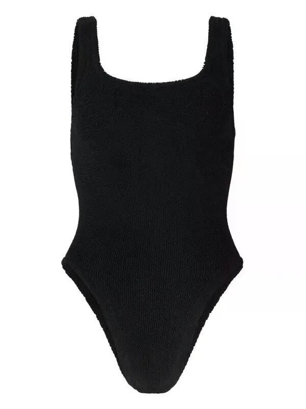 Hunza G Crinkle-effect Square-neck Swimsuit - Black