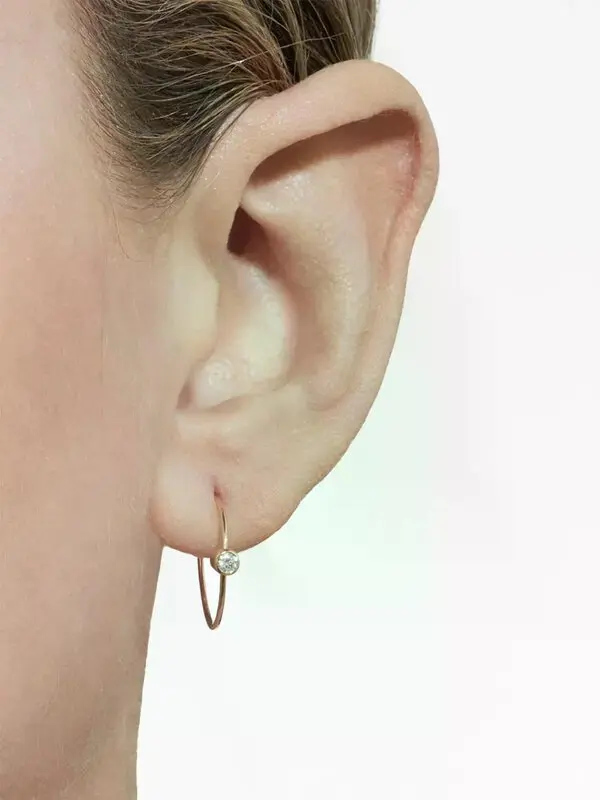 Shihara 18kt Yellow One-stone 02 Diamond Single Hoop Earring