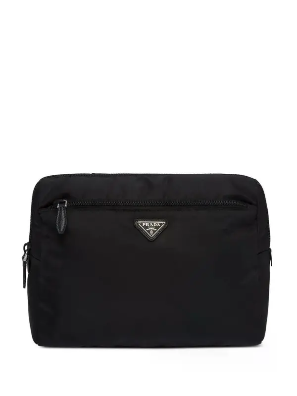 Prada Logo Triangle Pouch - Black