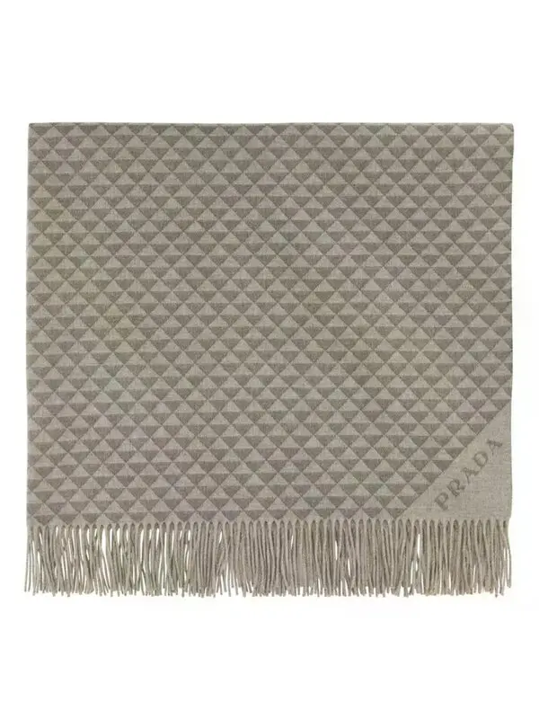 Prada Triangle-logo Blanket - Grey