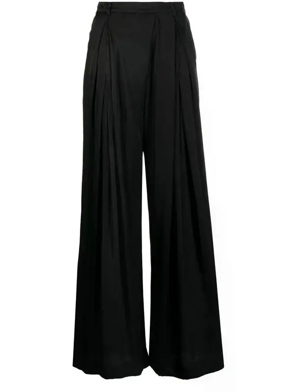 Goen.j Wide-leg Pleated Trousers - Black