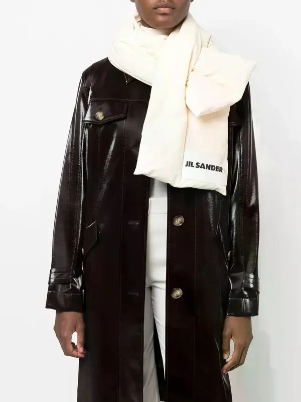 JIL SANDER Logo-print Padded Down Scarf - Neutrals