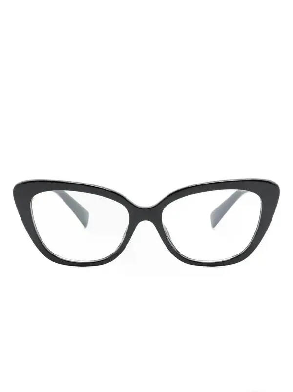 Miu Miu Logo-detail Cat-eye Frame Glasses - Black