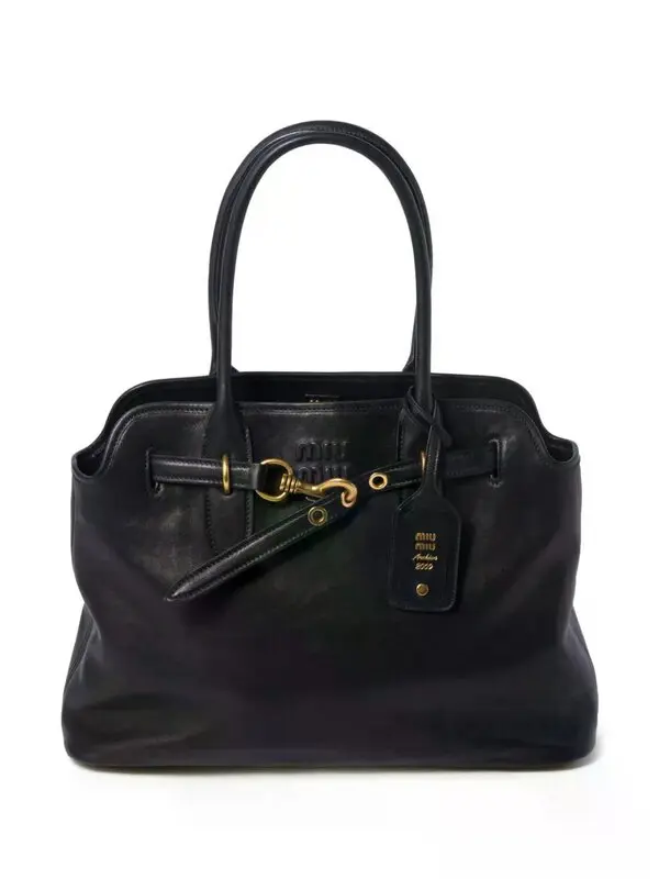 Miu Miu Medium Nappa Leather Tote - Black