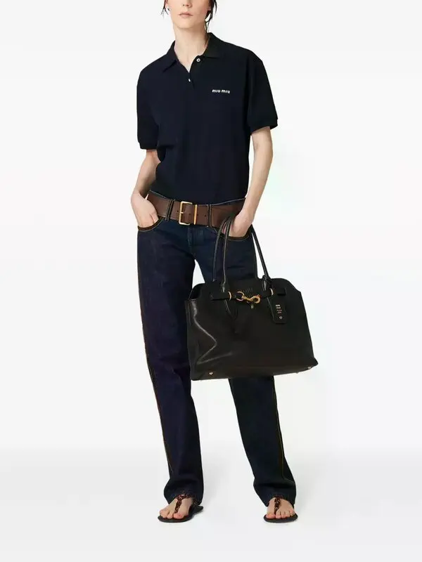 Miu Miu Medium Nappa Leather Tote - Black