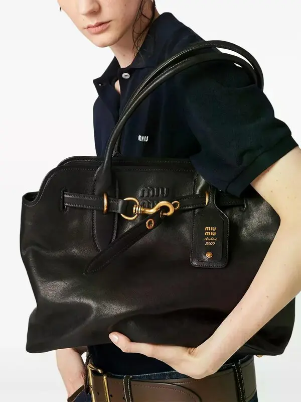 Miu Miu Medium Nappa Leather Tote - Black