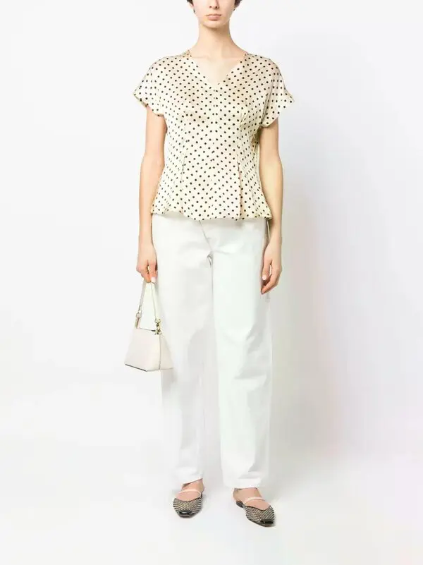 Aspesi Polka-dot Flared Silk Blouse