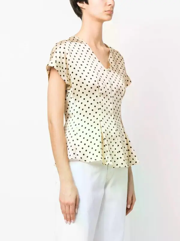 Aspesi Polka-dot Flared Silk Blouse