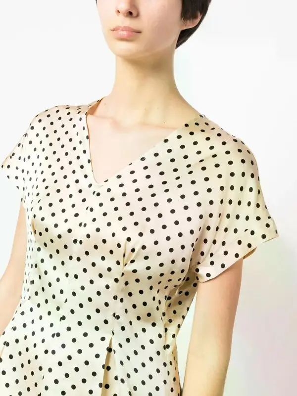Aspesi Polka-dot Flared Silk Blouse