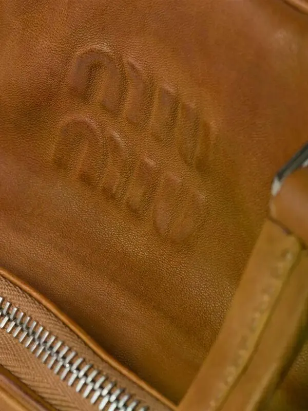 Miu Miu Logo-embossed Leather Tote Bag