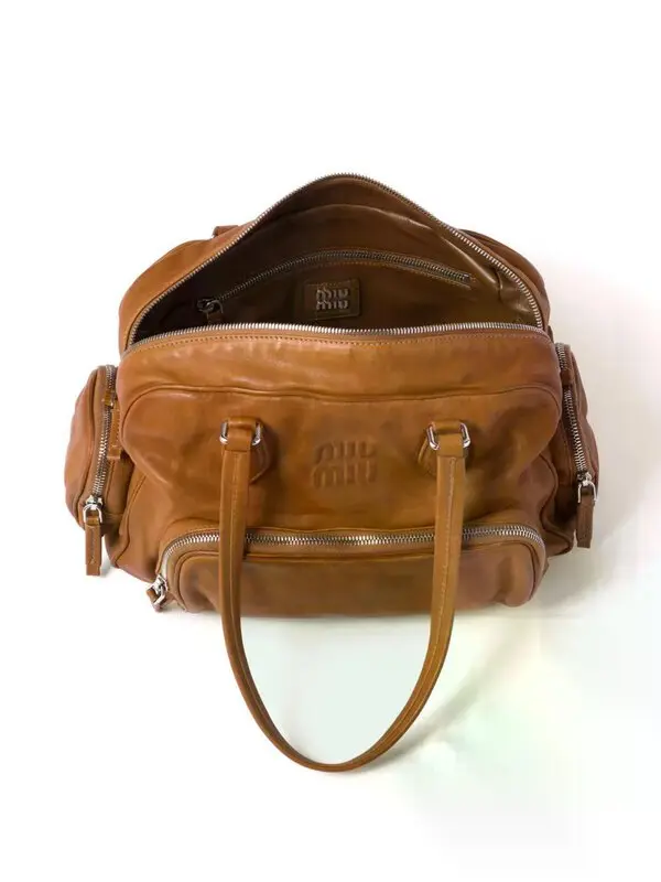Miu Miu Logo-embossed Leather Tote Bag