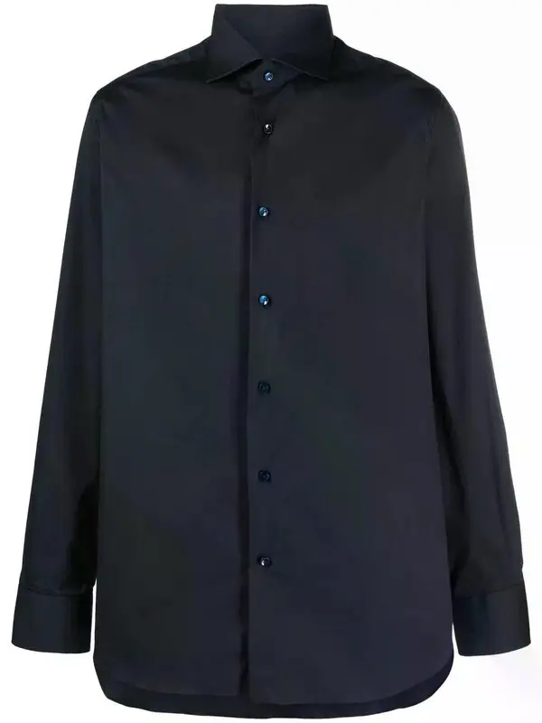 BARBA NAPOLI Long-sleeve Cotton Shirt - Blue