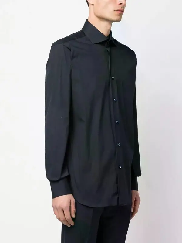 BARBA NAPOLI Long-sleeve Cotton Shirt - Blue
