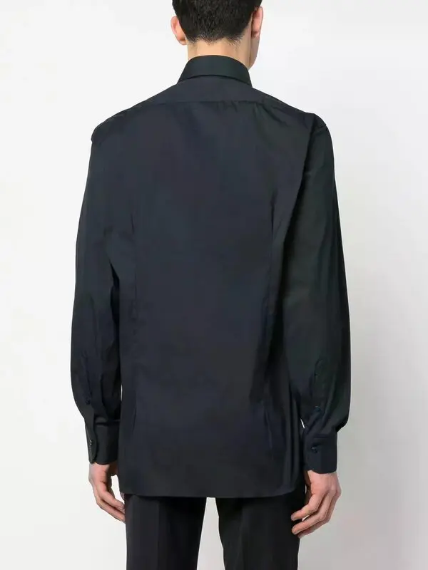 BARBA NAPOLI Long-sleeve Cotton Shirt - Blue