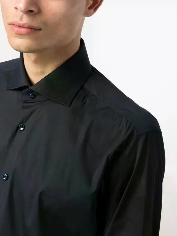 BARBA NAPOLI Long-sleeve Cotton Shirt - Blue