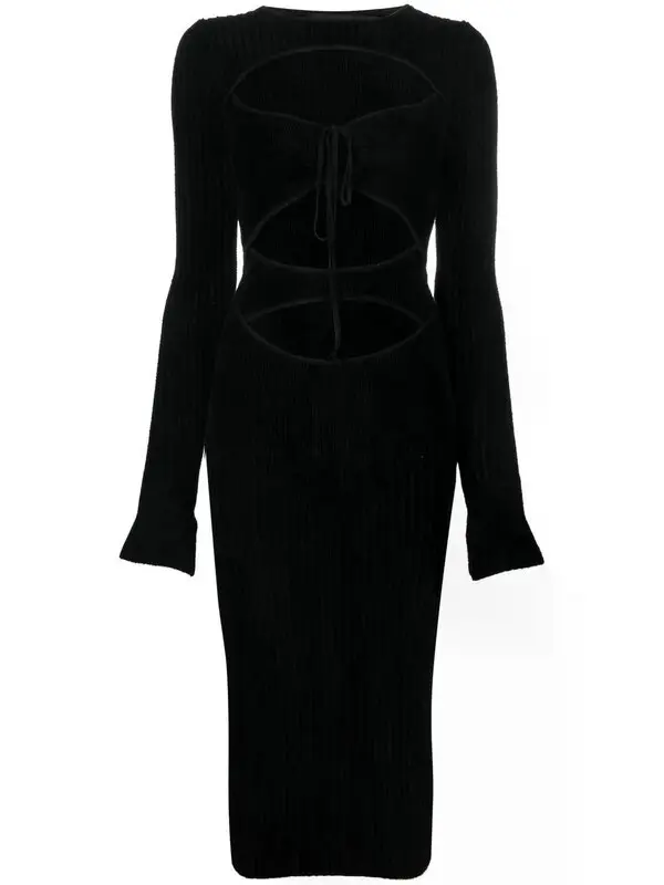 ANDREĀDAMO Cut-out Ribbed Midi Dress