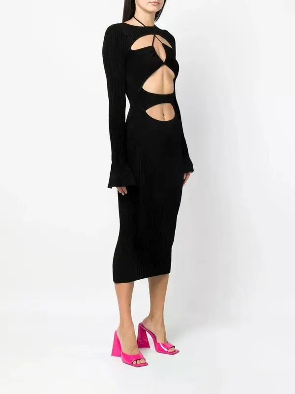 ANDREĀDAMO Cut-out Ribbed Midi Dress