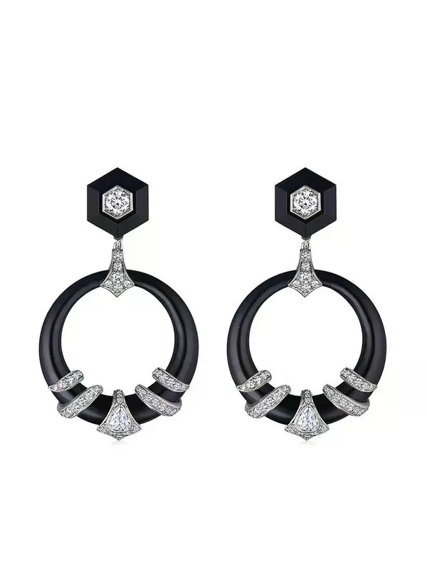Fred Leighton 18kt Diamond And Jade Coiled Door Knocker Earrings - Silver