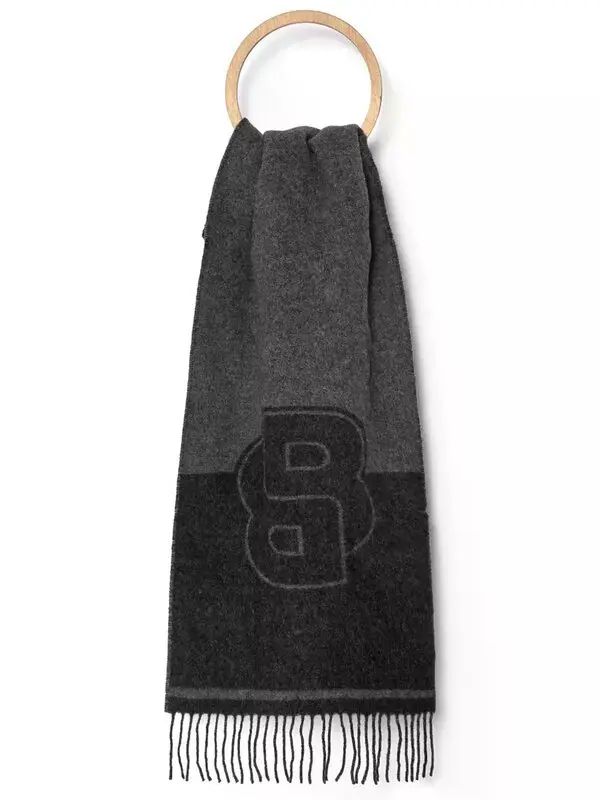 BOSS Logo-jacquard Scarf - Grey