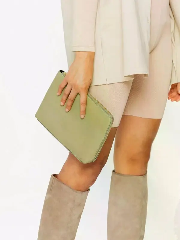 YU MEI Emily Lambskin Pouch - Green