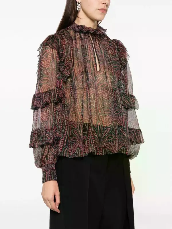 Etro Ruffled Paisley-print Silk Blouse